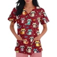 AHMOMEI Under Scrubs for Women Stretchy Cartoon Animal Print Scrub Tops ...