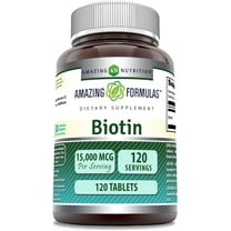 Amazing Nutrition Biotin 15000 Mcg, 120 Tablets, Vitamin B7, Non-GMO ...
