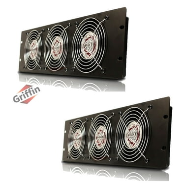 4 PACK - Griffin Rackmount Exhaust Fan 3U Ultra-Quiet Triple Cooling ...