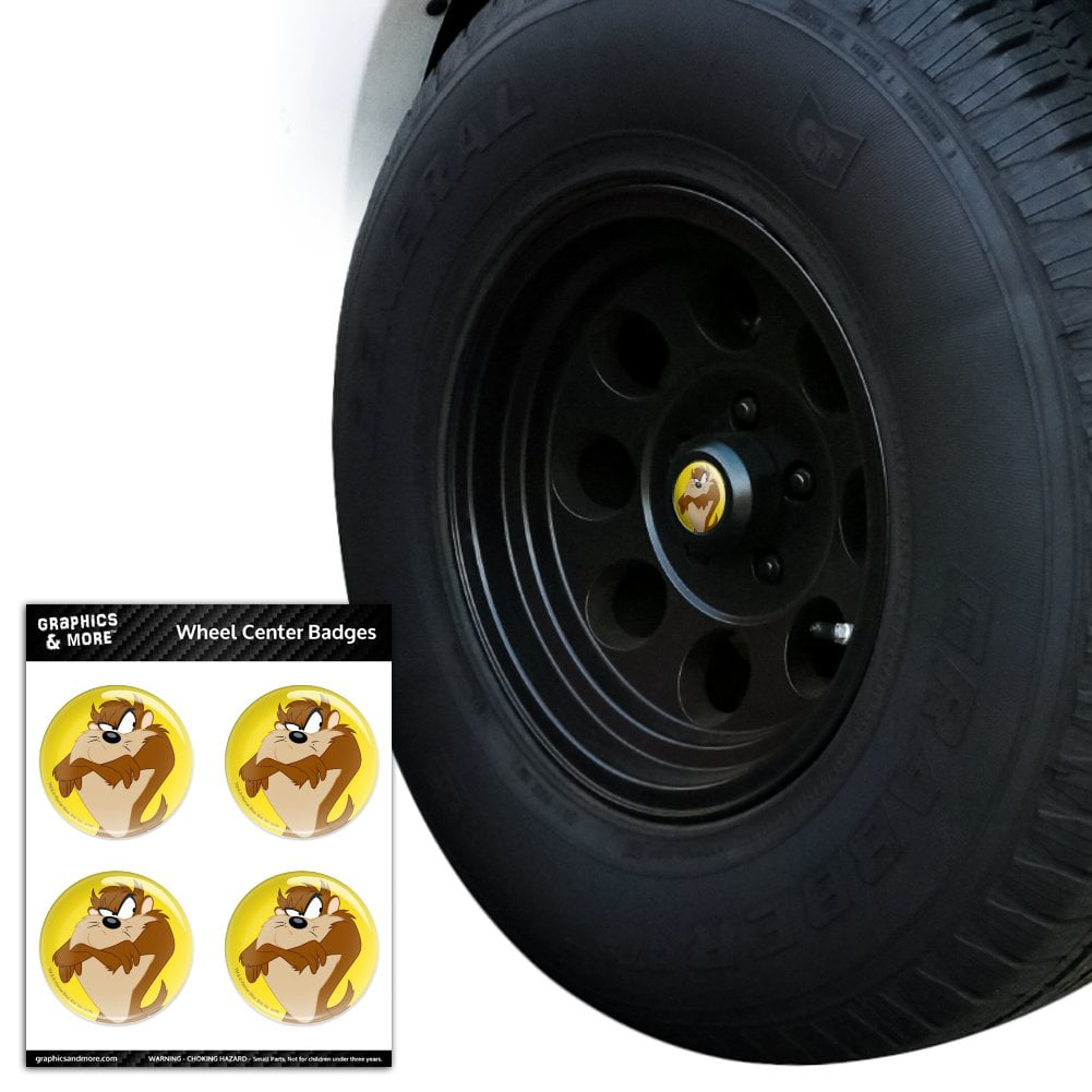 Looney Tunes Taz Tire Wheel Center Cap Resin-Topped Badges Stickers ...