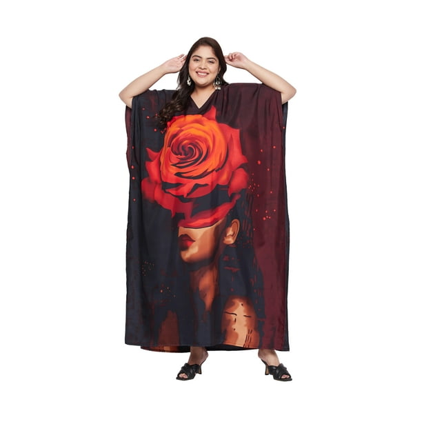 Oussum Women's Plus Size Kaftans Dresses Polyester Printed Long Caftan ...