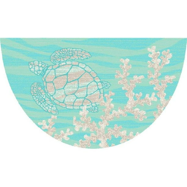 Mayberry Rug SEA20602 19X31 19 x 31 in. Seaside Turtle Area Rug, Coral ...