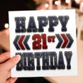 3drose, Blue and Red Image of Denim Happy 21st Birthday, 12 Greeting ...