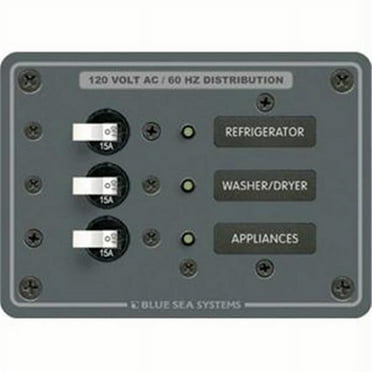 Blue Sea Systems #8023 Standard DC Panel, White Toggle Breakers, 5-15A ...