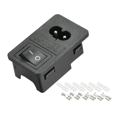 C8-8 Panel Mount Plug Adapter 250V 10A 2P 2.7mm Buckle IEC Inlet Socket ...