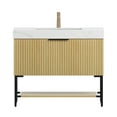 36 Inch Freestanding Bathroom Vanity with Sink, Striped Plywood Storage ...