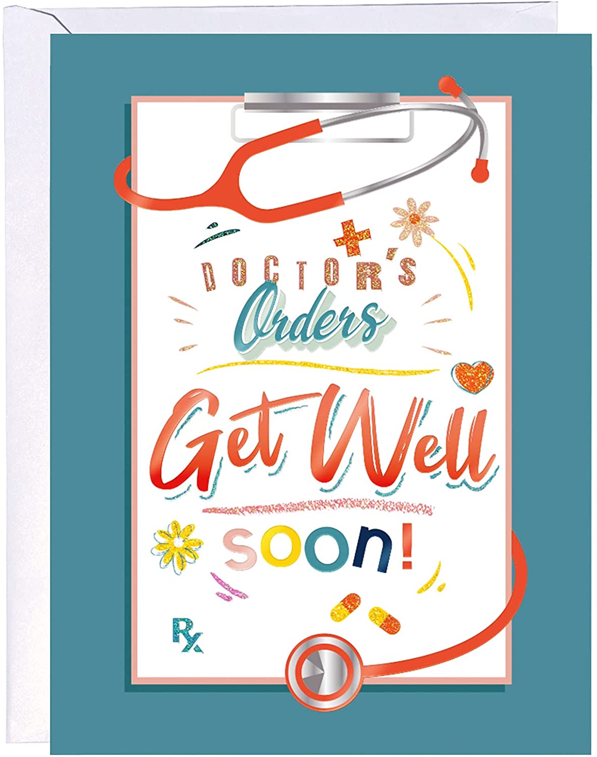 Get Well Soon Card with Envelope - Healing Thinking of You Card - 5.9 ...