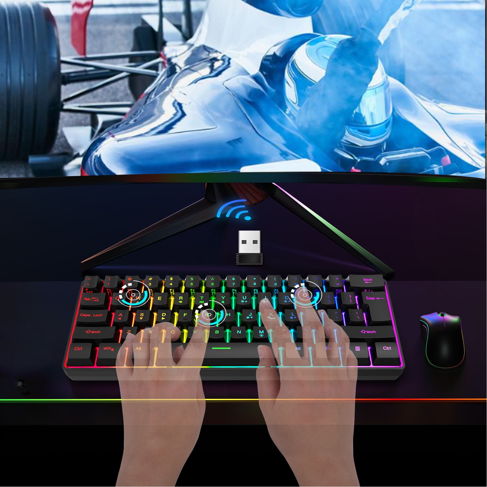 Click here for Ymiko Gaming Wireless Keyboard Rgb Backlit 61 Keys... prices