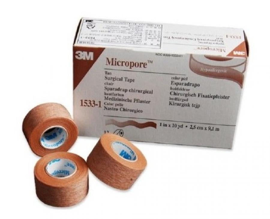 3M Micropore Surgical Tape, 1 Inch x 10 Yards, Tan, 12 Count - Walmart.com