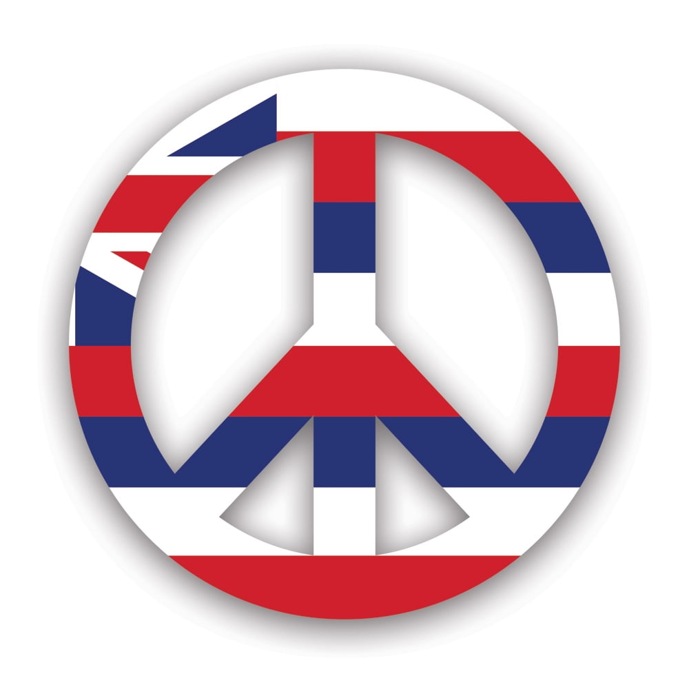 Hawaii Flag Peace Symbol Sticker Decal - Self Adhesive Vinyl ...