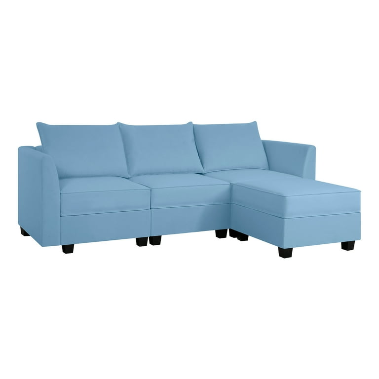Naomi Home Elizabeth Modern DIY Collection Fabric Linen Finish Robin Egg Blue Style Sofa with Ottoman Walmart