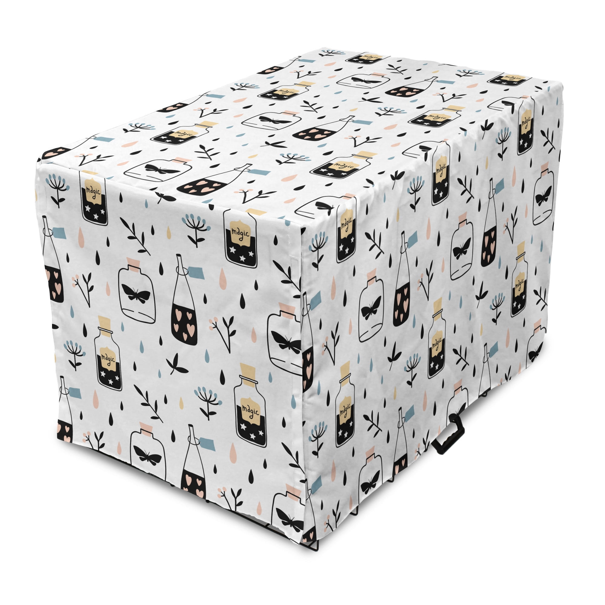 Alchemy Dog Crate Cover, Doodle of Witchcraft Bottles and Drops, Easy ...