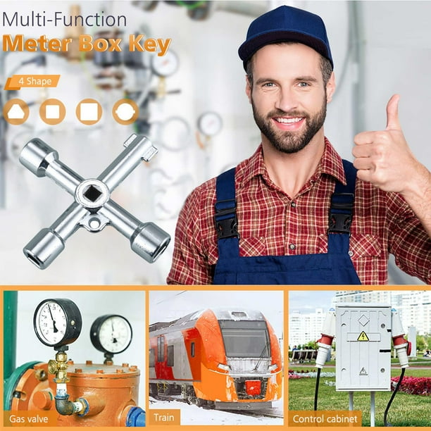 DPTALR Four-Way Key Multi-Function Tool Key Plumbing Key Wrench Open ...