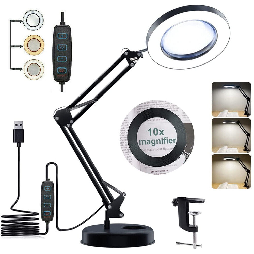 G Peh 10x Magnifying Glass Desk Light Magnifier Led Lamp Reading Lamp