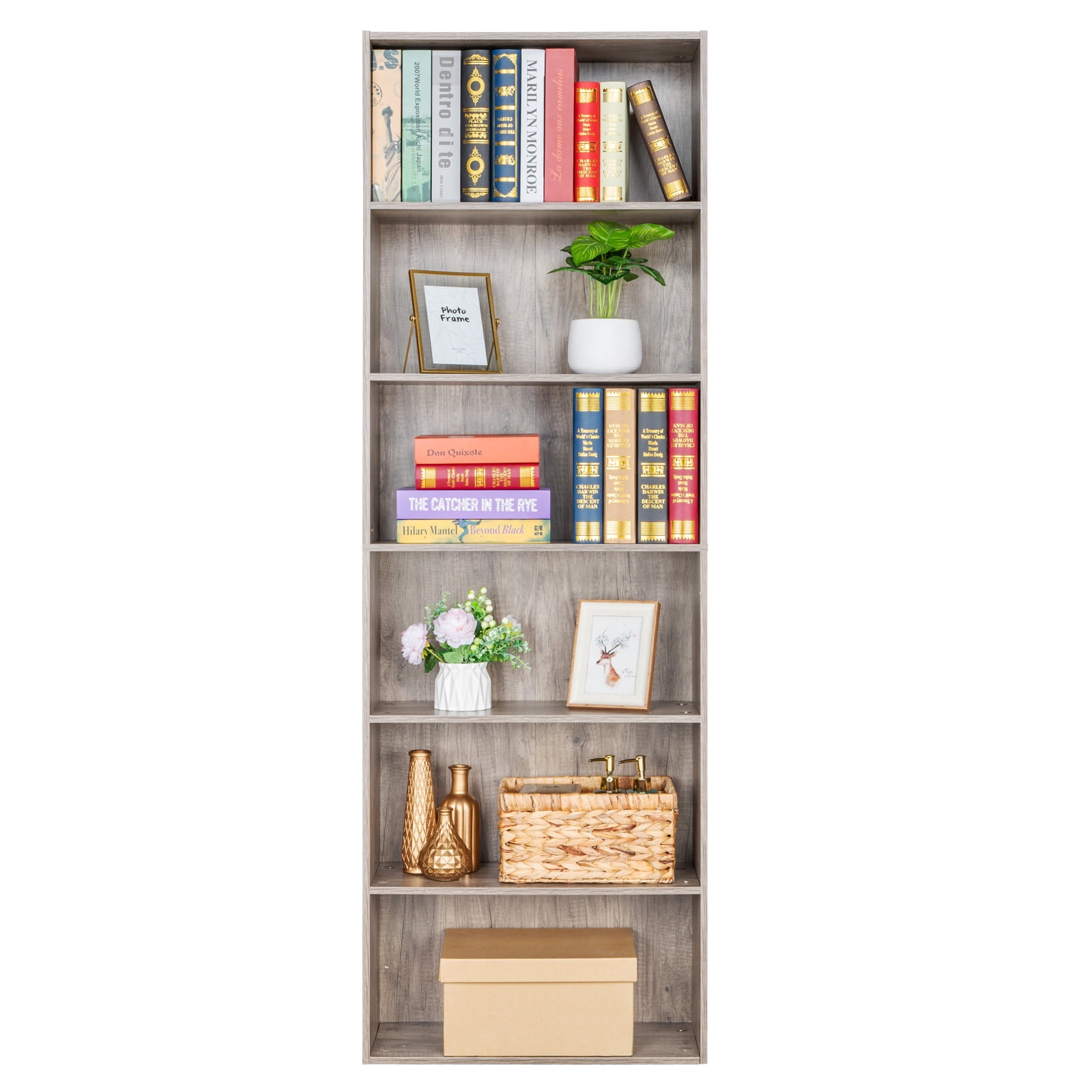 Gzxs Bookshelf 70 in Height, Bookcase 6 Shelf Free Standing Display ...
