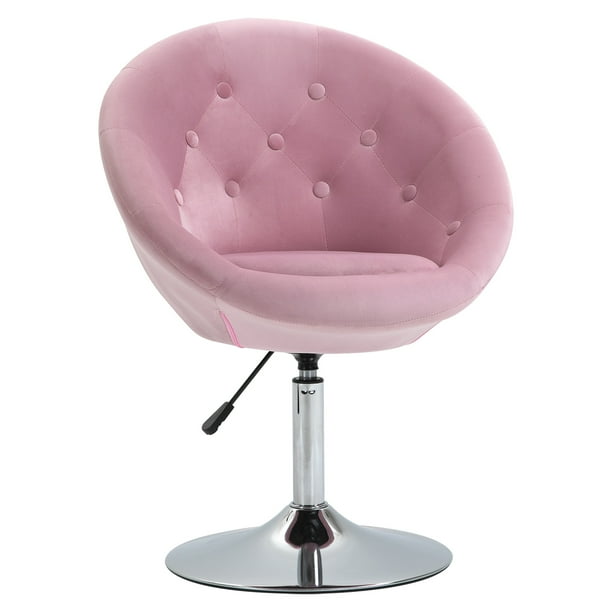 HOMCOM Modern Makeup Vanity Chair Round Tufted Swivel Accent Chair with ...