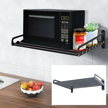 Dingrich Stainless Steel Wall Mounted Microwave Oven Shelf with 5 Hooks ...