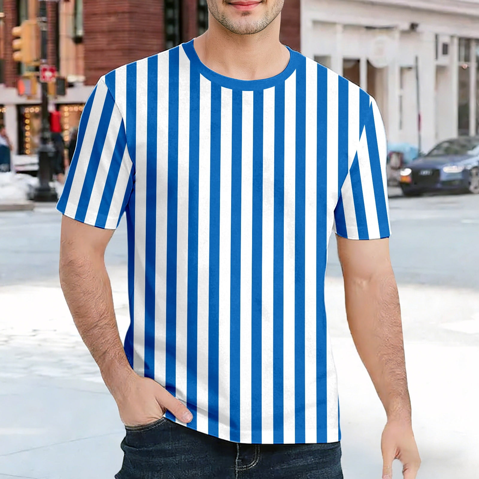 Click here for Wanpidan Mens Color Striped Short Sleeve T Shirt F... prices