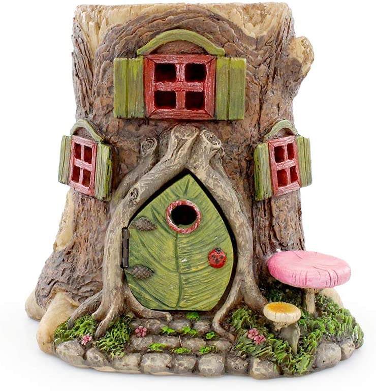 6 inch Fairy Garden Miniature Tree Stump House with Working Door ...