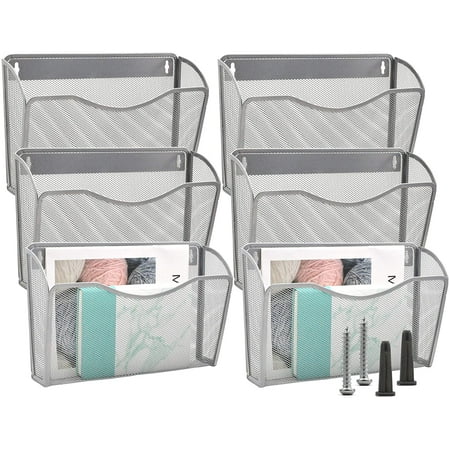 XICEN Mesh 6 Pack Wall Mounted File Holder Metal Hanging Vertical Wall ...