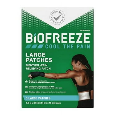 Biofreeze UltraFlex Lidocaine Back Knee Muscle Joint and Arthritis Pain Relief Patches, 4 Count ...