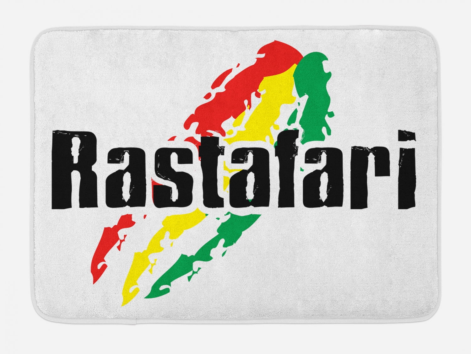 Rasta Bath Mat, Reggae Rastafari Lettering on Grunge Design Flag Colors ...