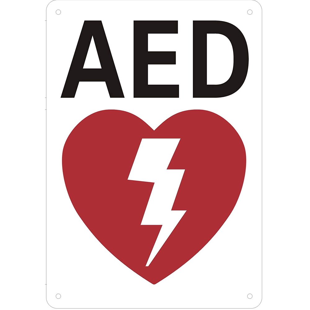 AED Sign (White Background, Aluminium 7X10) - Walmart.com - Walmart.com
