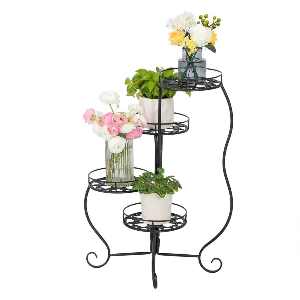4-Tier Metal Plant Potted Stand,Holder Shelf Rack, Corner Flower Stand ...