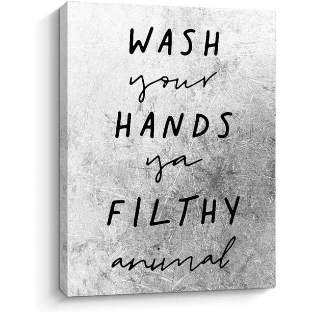 Bathroom Rules Canvas Print Wall Art,Wash Your Hands Ya Filthy Animal ...