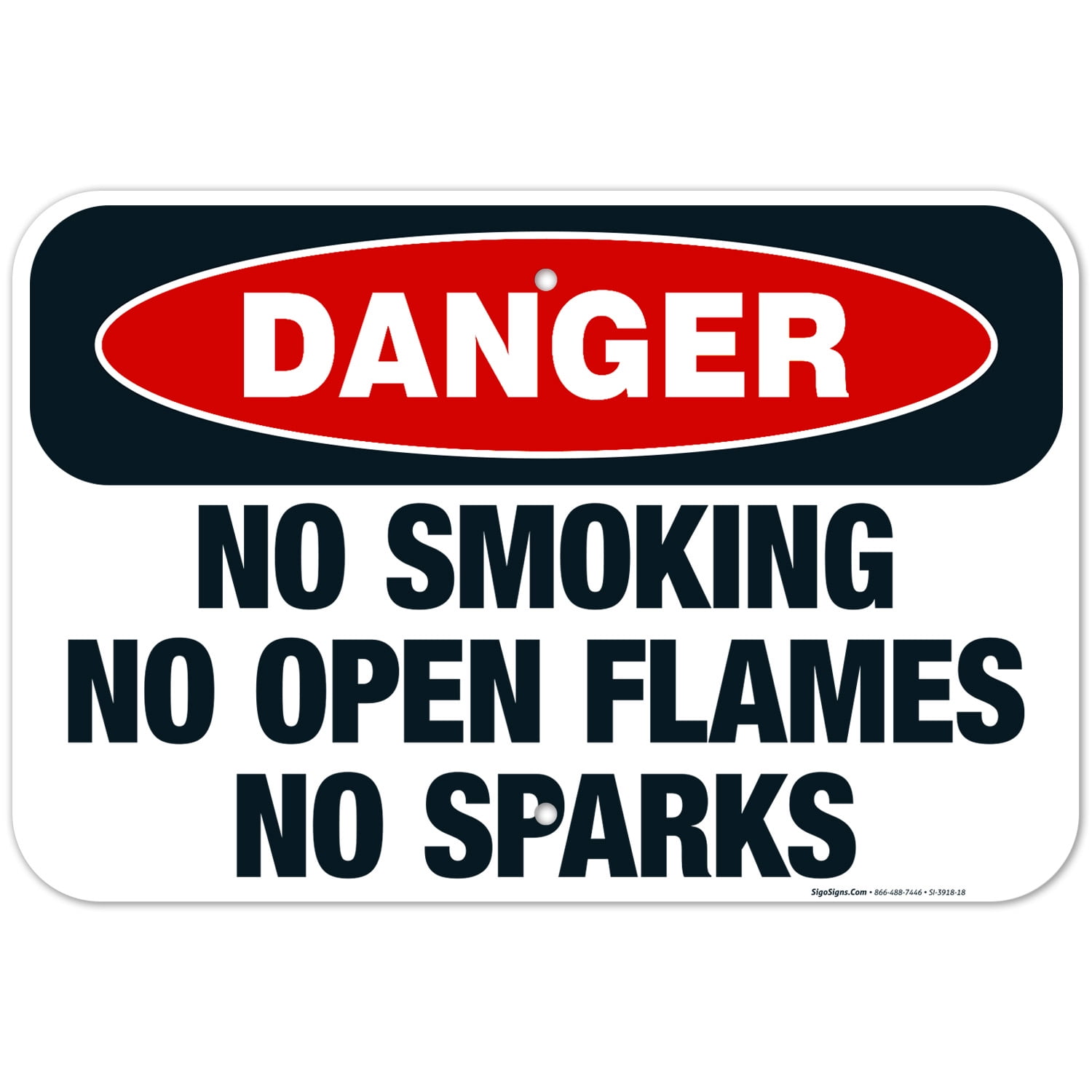 No Smoking No Open Flames No Sparks Sign, OSHA Danger Sign, 12x18 ...