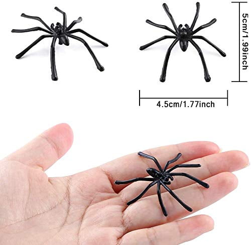 MOOMKEY 100 PCS Realistic Black Plastic Fake Spider, Decorative ...