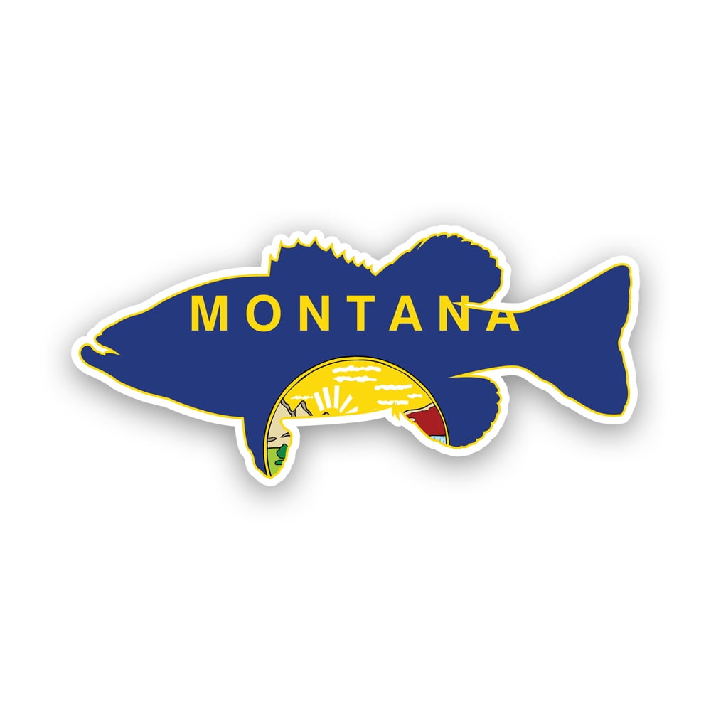 Montana Bass Flag Sticker Decal - Self Adhesive Vinyl - Weatherproof ...