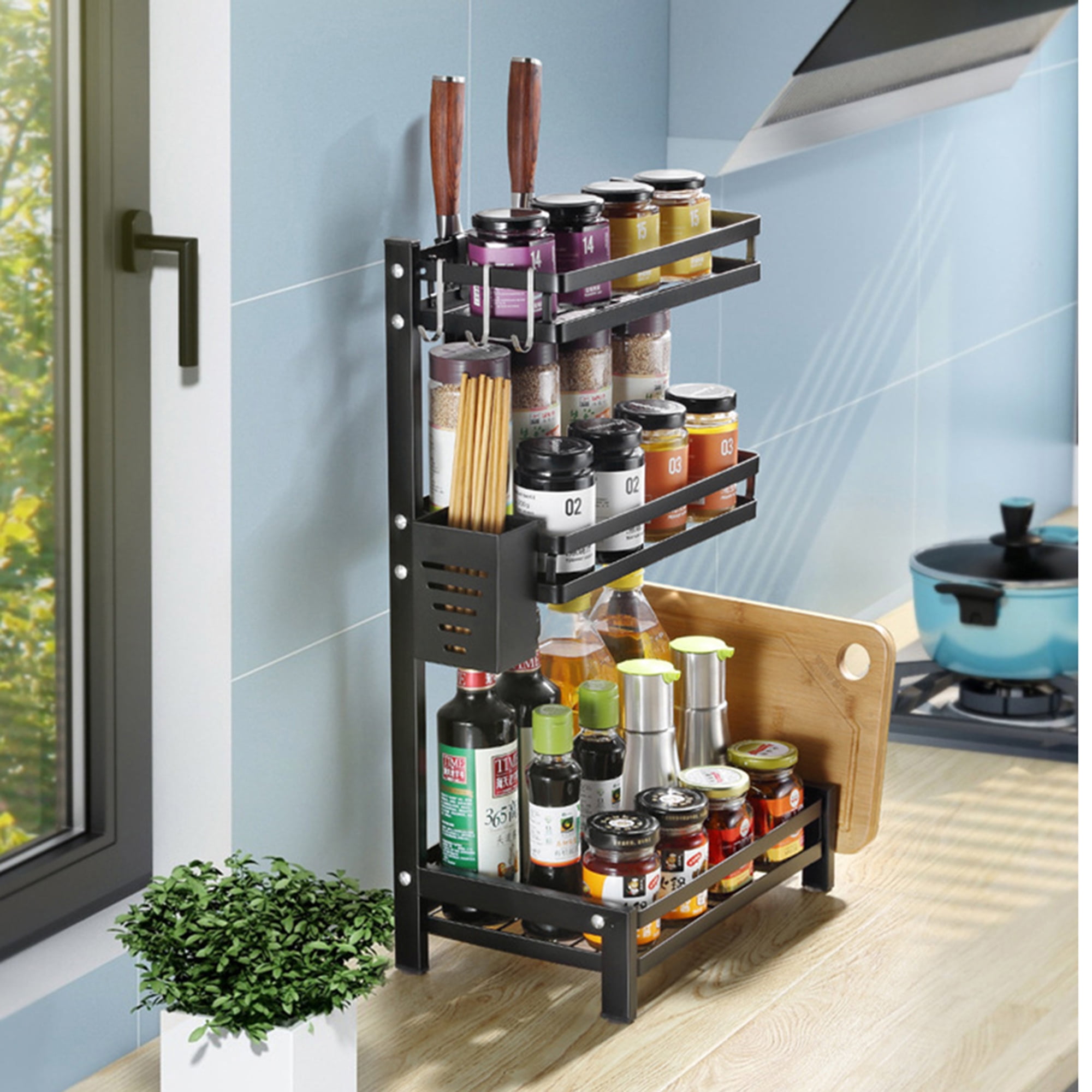 3 Tier Spice Rack Freestanding Organizer Shelf for Kitchen Spices ...