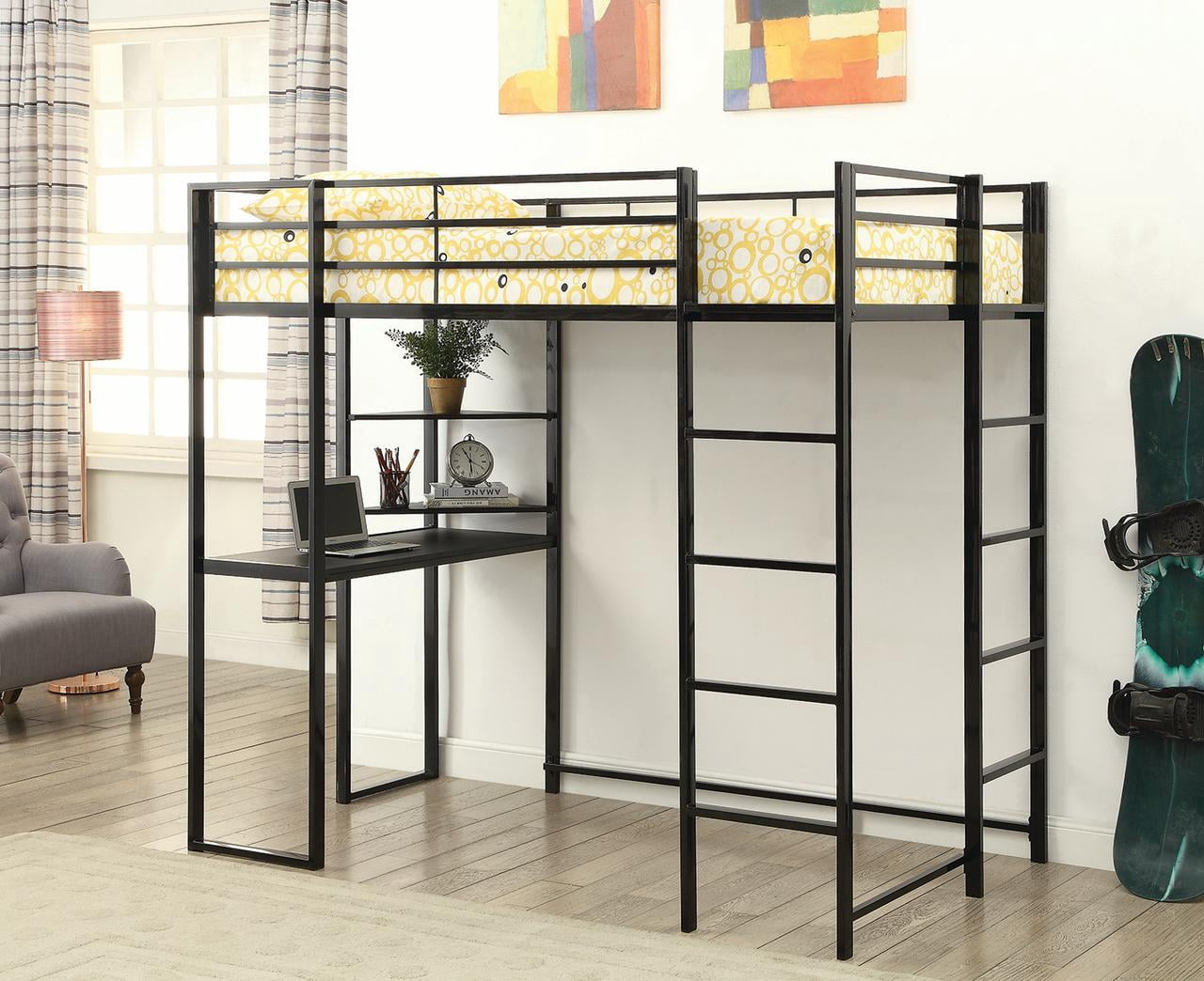Coaster Trinidad Metal Twin Workstation Bed With Black Finish 461087 ...