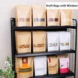 WAFUNNE Bulk Packaging 50pcs Kraft Bags with Window, Stand Up Ziplock ...