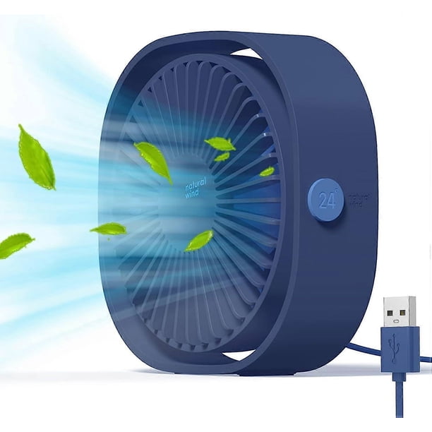 Blue USB Fan Mini Portable Silent Desk Fan 3 Speeds Adjustable USB ...