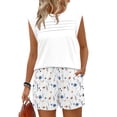 Dweltoz 2pcs Women Shorts Set Cap Sleeve Crewneck Summer Casual Tank ...