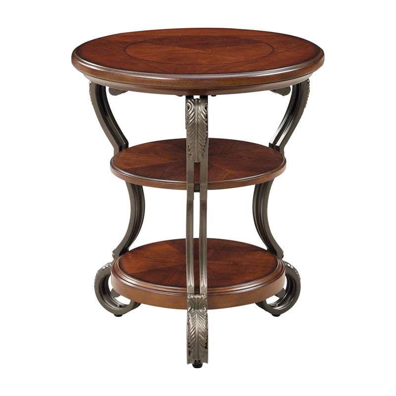 Furniture of America Azea Traditional Wood 2-Shelf Side Table Brown ...