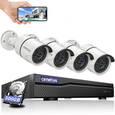 OHWOAI 5MP CCTV Security System Indoor/ Outdoor Wired,4 Channel DIY ...