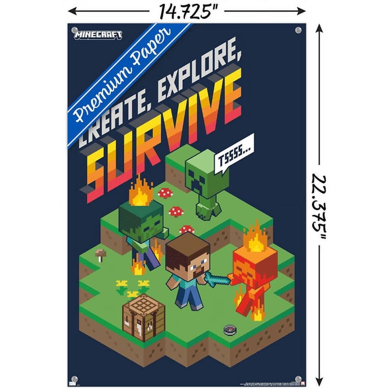 Pin Papel En Minecraft Minecraft Steve Nouveau Wall Poster With Push