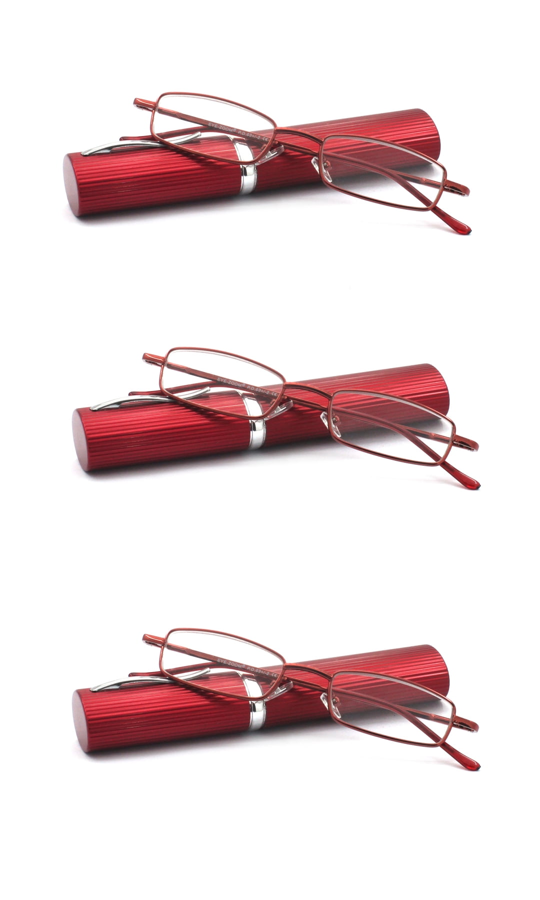 EYE ZOOM 3 Pack Ultra Slim Compact Tube Reading Glasses with ...