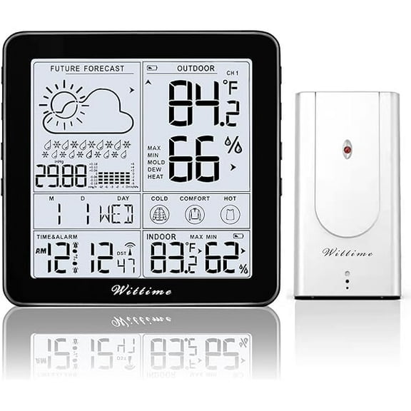 ZLCWeather Station Wireless Indoor Outdoor Thermometer with Heat Dew ...