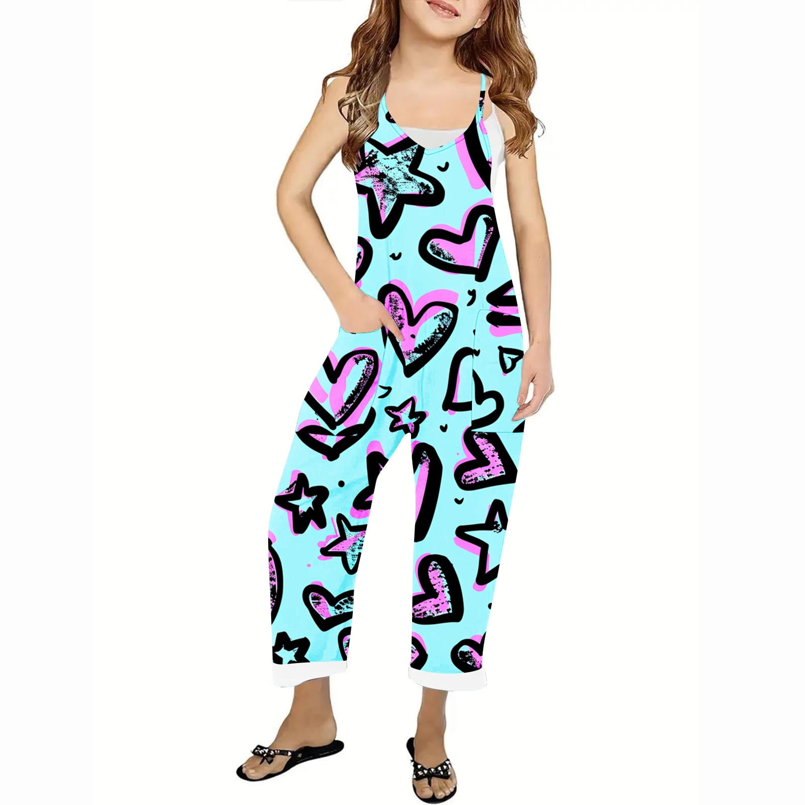 Click here for Qipopiq Girls V Neck Sleeveless Jumpsuits Spaghett... prices