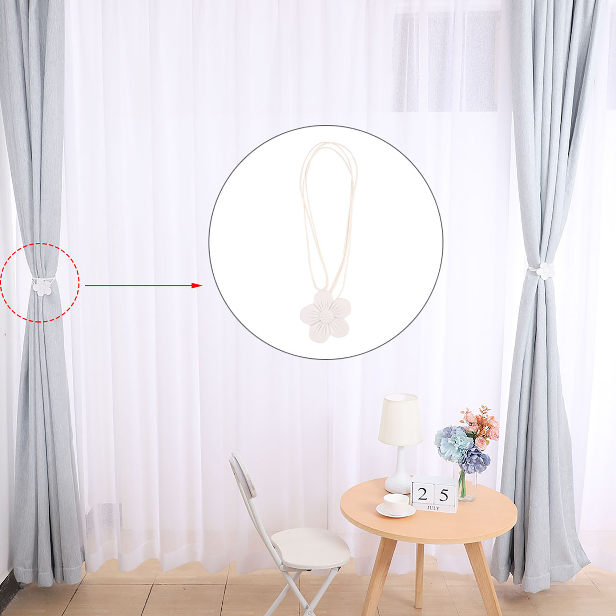 Magnetic Curtain Tieback 23.6 Inch Window Curtain Buckle Tieback Clips ...