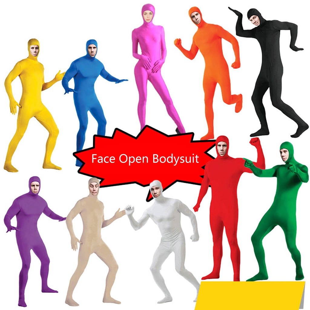 Buy TONKBEEY Open Face Halloween Zipper Lycra Spandex Full Body Stretch Costume Zentai Suit ...