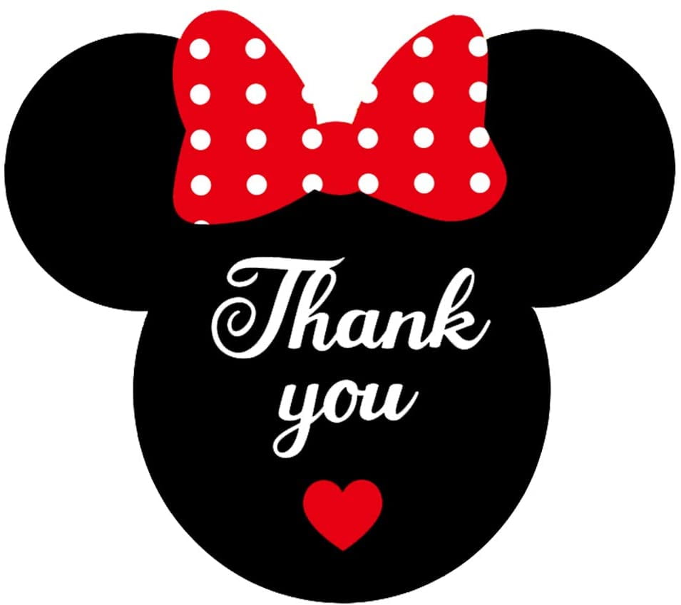 Minnie Thank You Stickers 2.38 x 2 inch Mickey Mouse Ears Head Labels ...