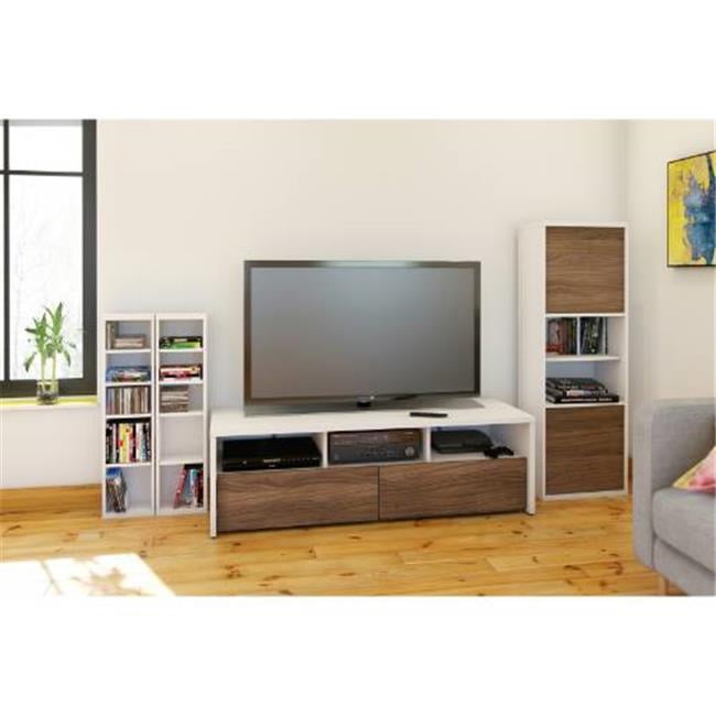 Liber-T 3 Piece Entertainment Set White and Walnut - Walmart.com