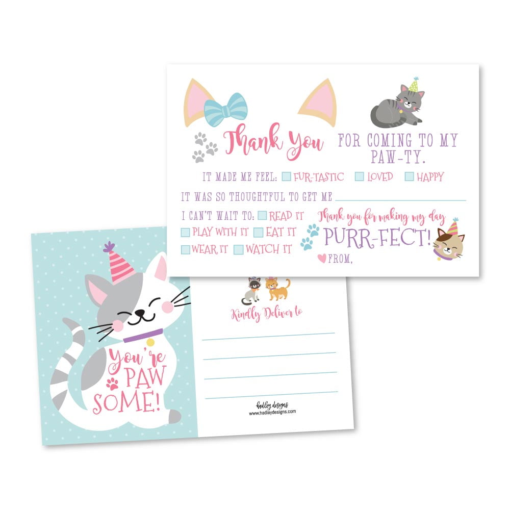 Cat Themed Birthday Party Invitations