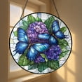 Floral Hydrangea Stained Glass Style Window Hanging, Decorative ...