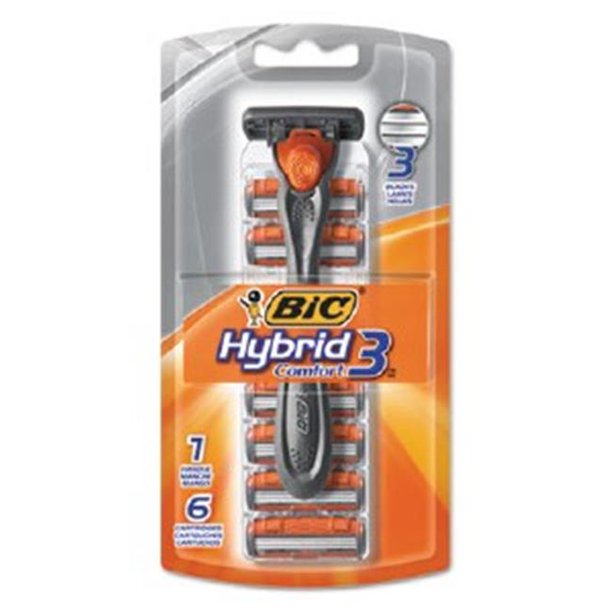 Bic Corporation SH3KP6C Hybrid 3 Comfort Disposable Mens 3 Blades Razor ...